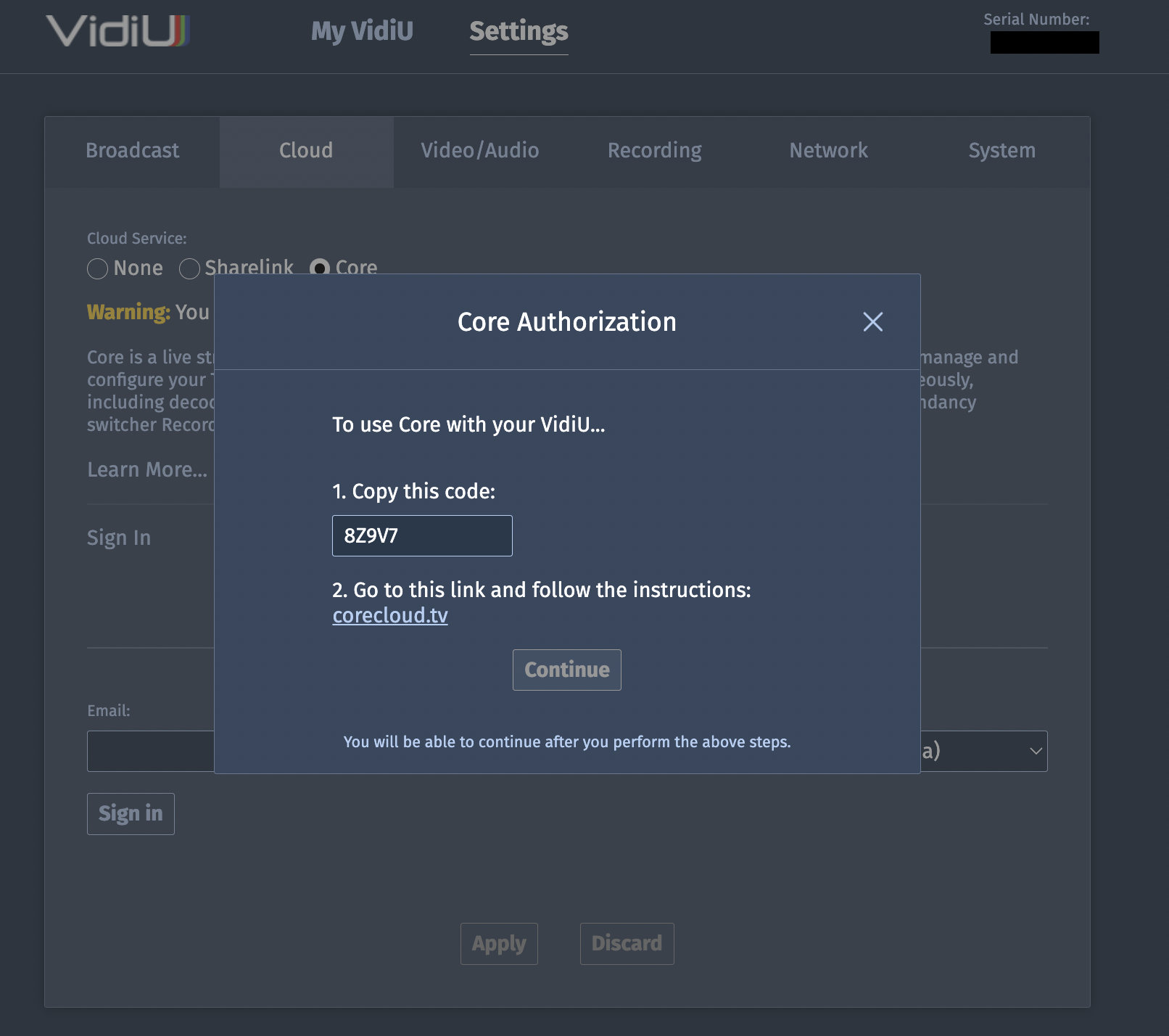 Connecting VidiU Go to Core