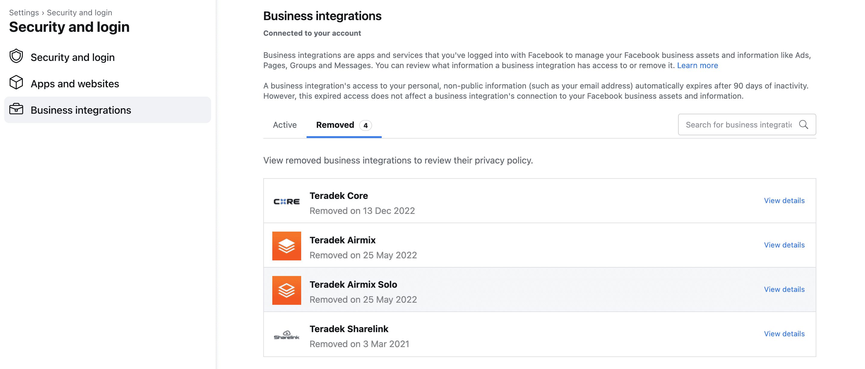 Removing the API integration for Facebook Live