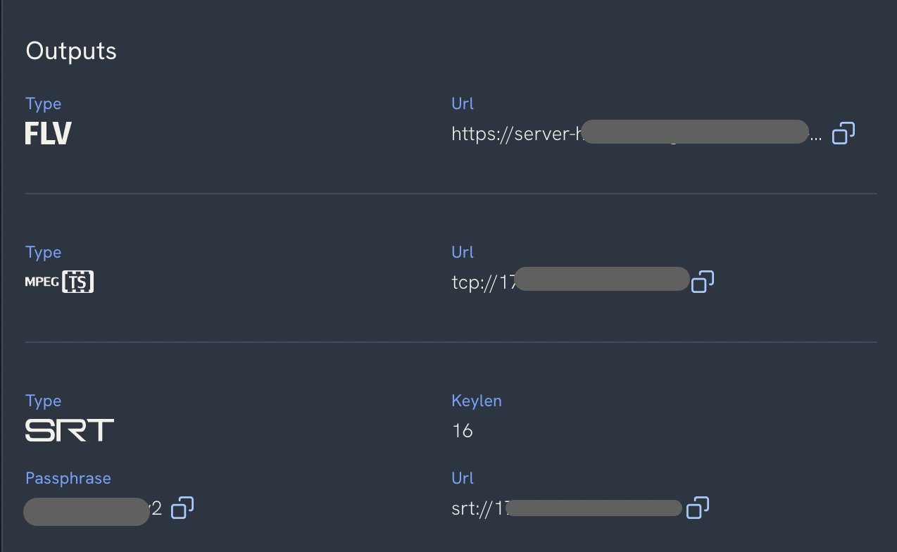 Outputs on Core servers