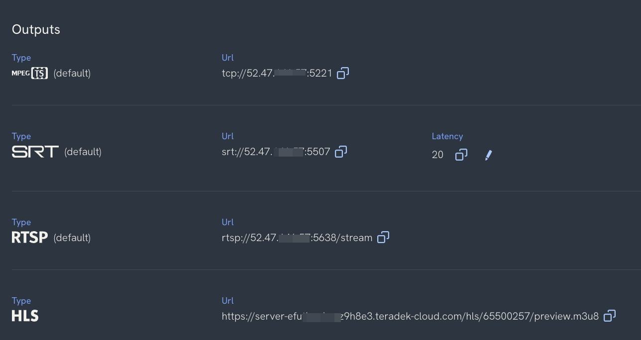 Outputs on Core servers