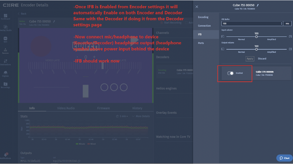 How to set up IFB on Core?