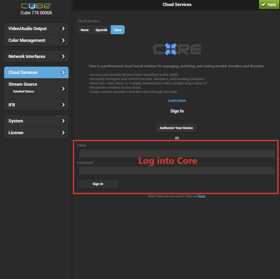 How to set up IFB on Core?