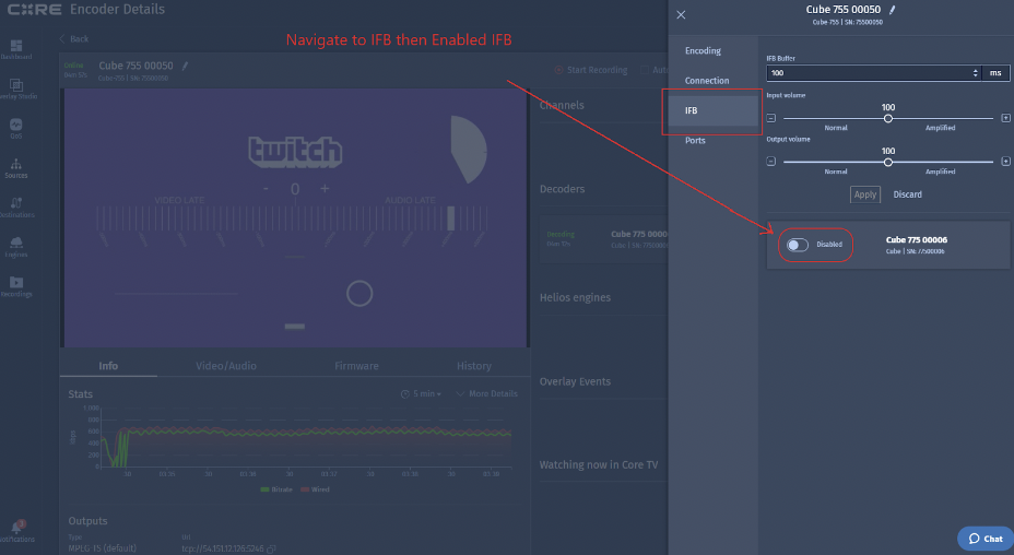 How to set up IFB on Core?
