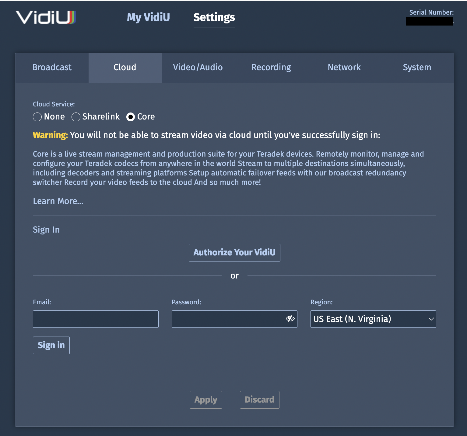 Connecting VidiU Go to Core