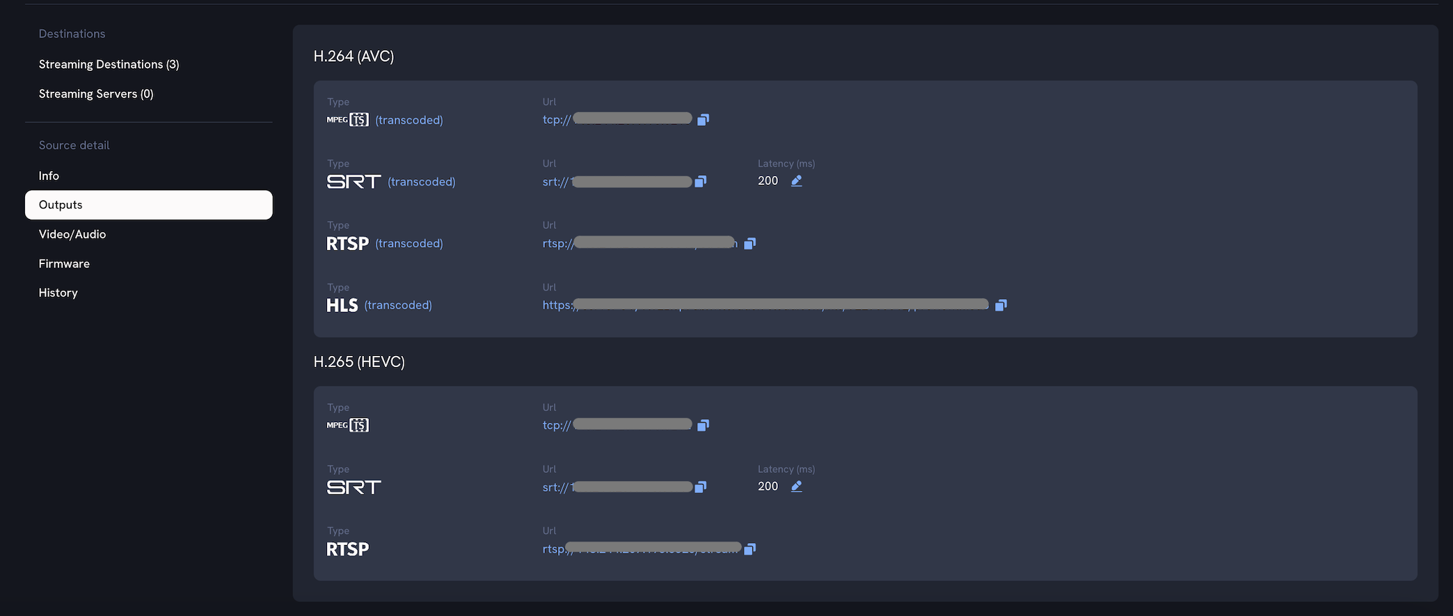 Outputs on Core servers