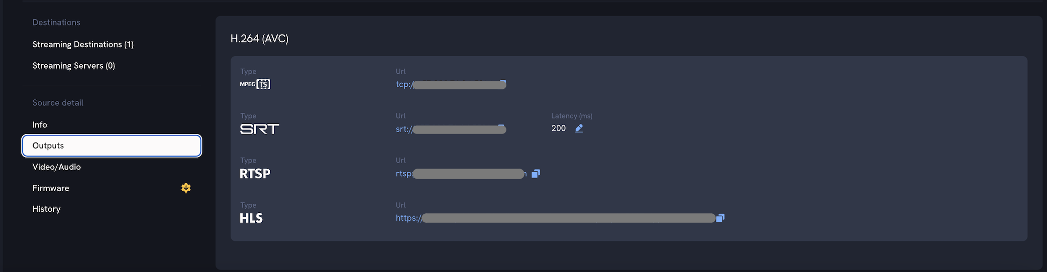 Outputs on Core servers