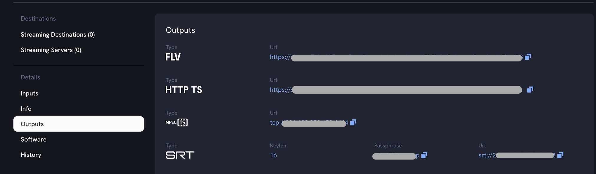 Outputs on Core servers